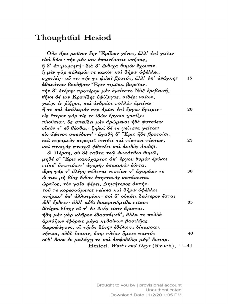 10 Thoughtful Hesiod 2019 | PDF | Iliad | Homer