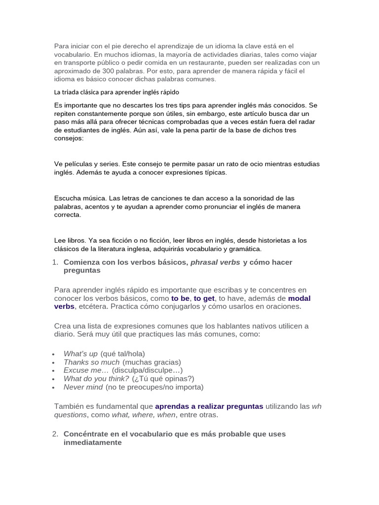 Ingles para Iniciar Con El Pie Derecho El Aprendizaje de Un Idioma La ...
