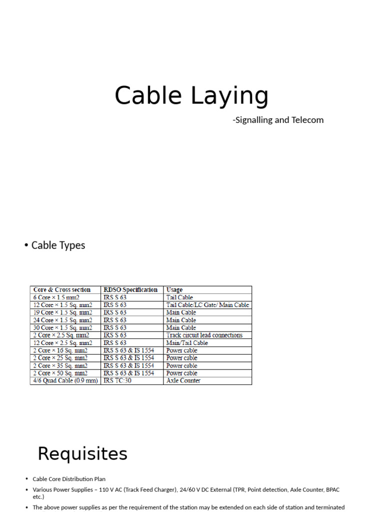 Cable Laying Guidelines for Signalling Systems | PDF | Power Supply ...
