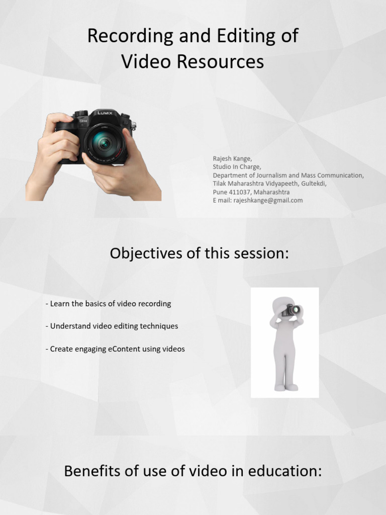 Day 4 - Recording and Editing of Video Resources | PDF