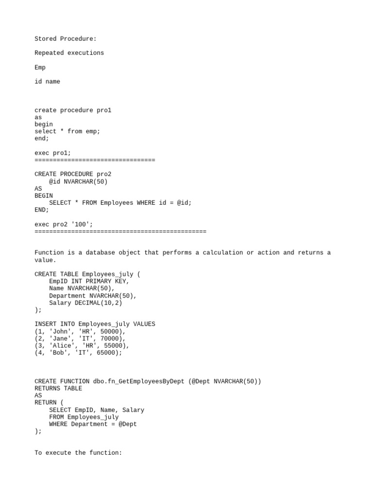 Procedures Func TRG | PDF