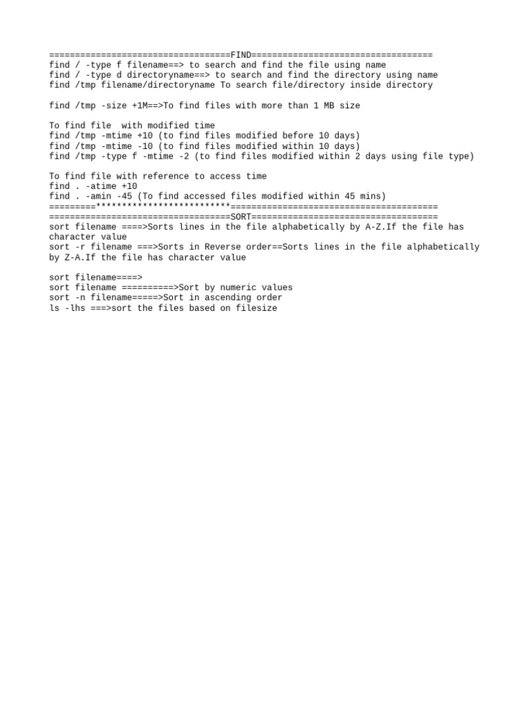 File Search and Sorting Commands | PDF