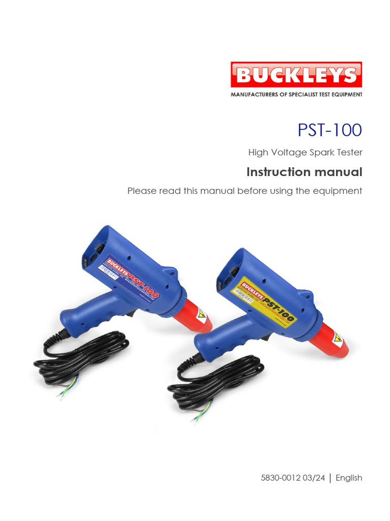 PST-100 High Voltage Tester Manual | PDF | High Voltage | Mains Electricity