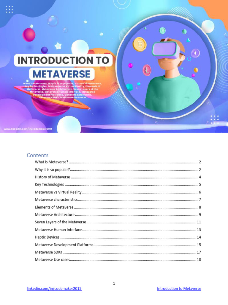 Introduction to the Metaverse | PDF | Virtual Reality | Augmented Reality