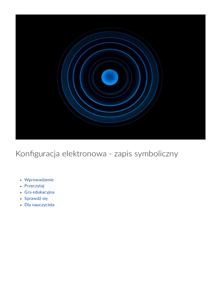 Konfiguracja Elektronowa Zapis Symboliczny | PDF