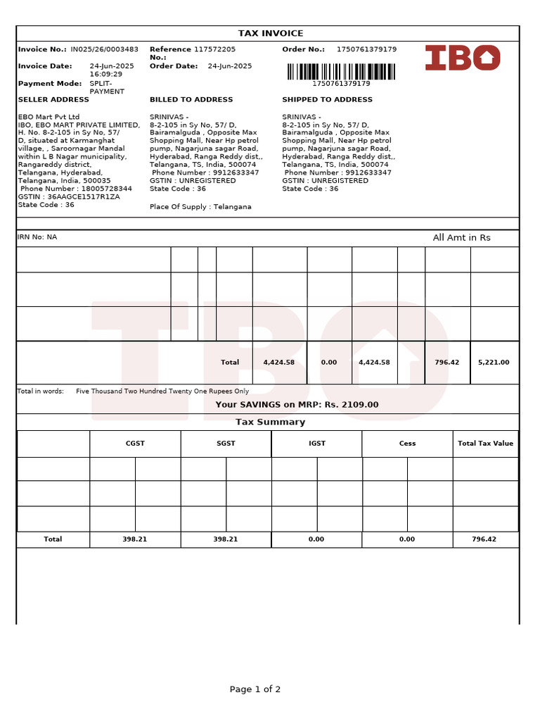 Tax Invoice: All Amt in Rs | PDF | Government Finances | Payments