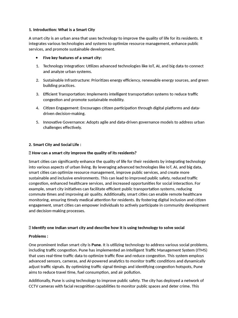Smart Cities: Enhancing Urban Life Through Tech | PDF | Waste ...
