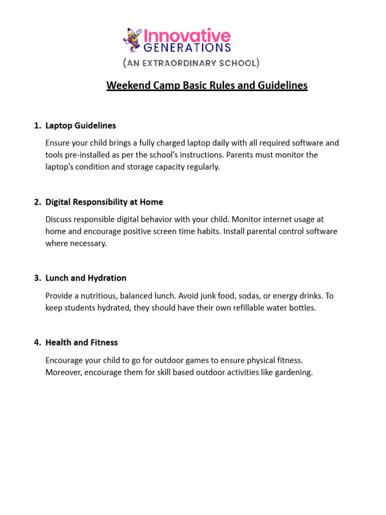 Weekend Camp Guideline.1 | PDF