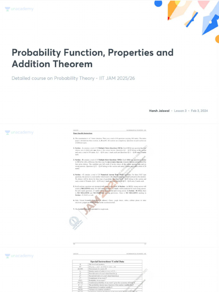 Probability Function Properties and Addition Theorem No Anno | PDF