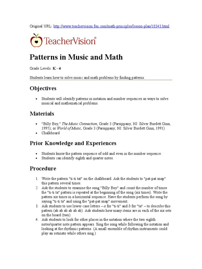 Patterns in Music and Math Print-Friendly | PDF | Rhythm | Musical Notation