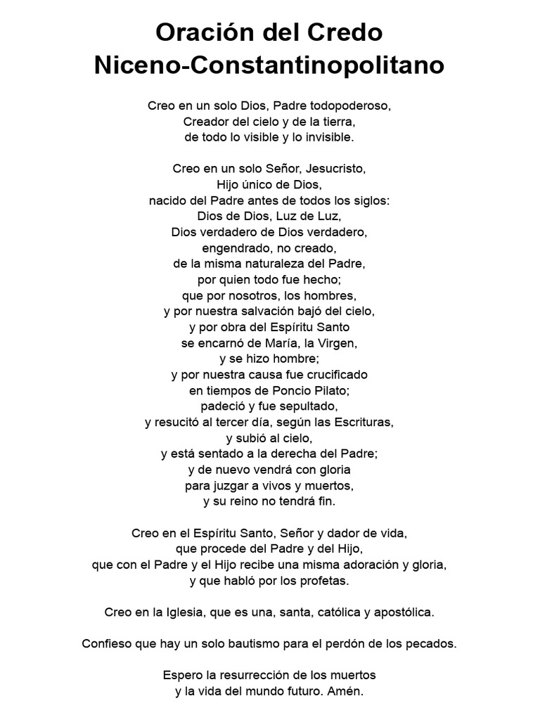 Oracion Del Credo Niceno Constantinopolitano | PDF
