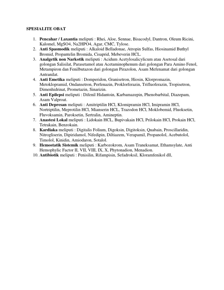 Spesialite Obat | PDF