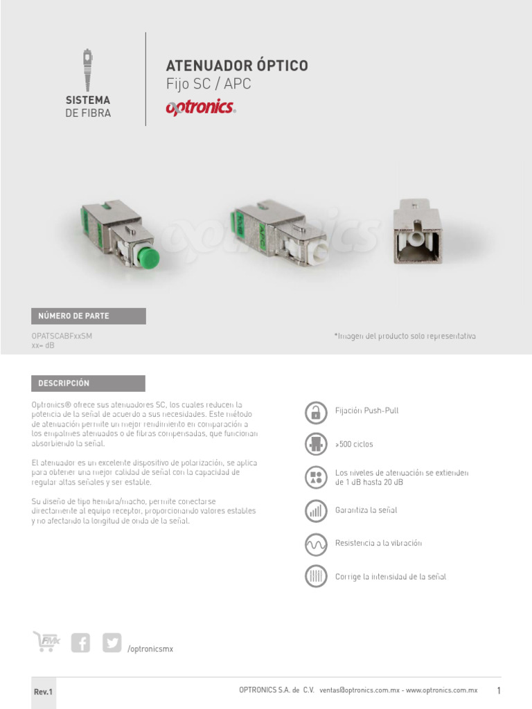 18.atenuadores SC APC | PDF | Fibra óptica | Conector eléctrico