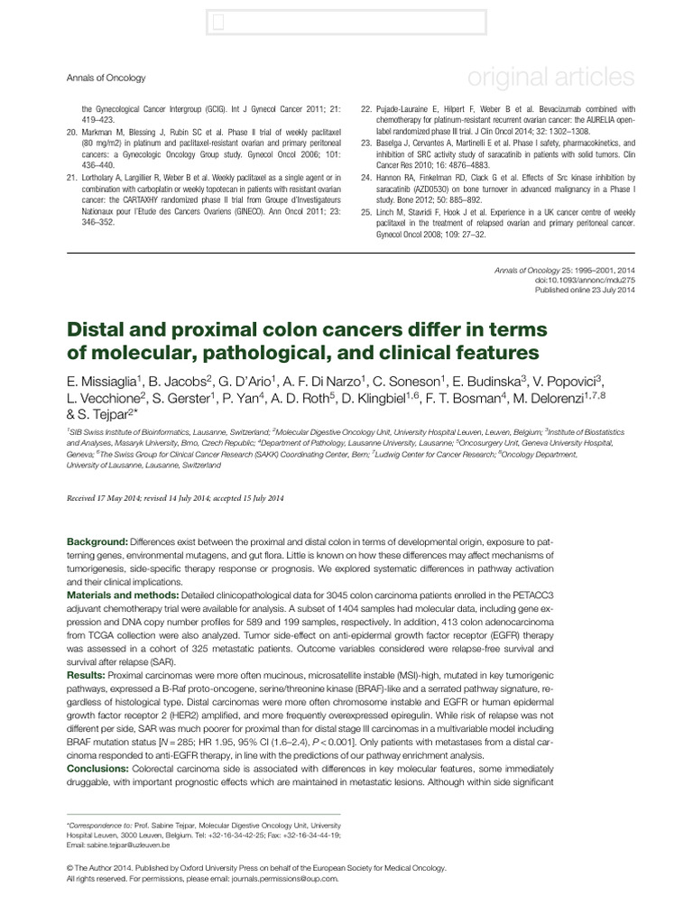 Distal Vs Proximal Colon Cancers | PDF | Colorectal Cancer | Epidermal ...