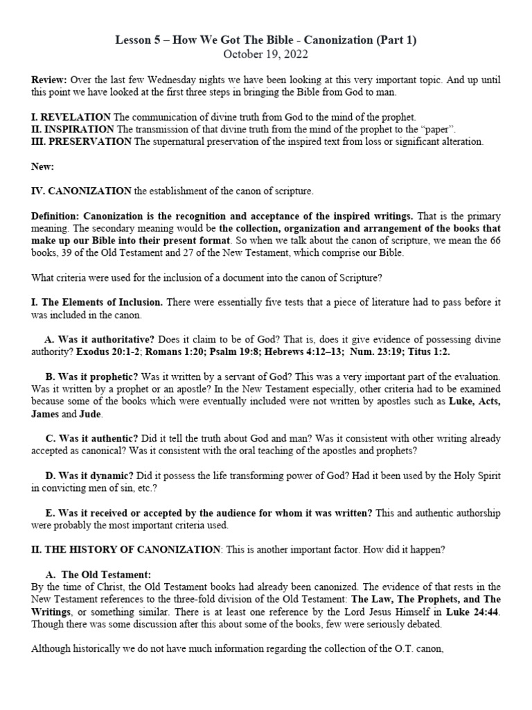 Understanding Bible Canonization Steps | PDF | Bible | Biblical Canon