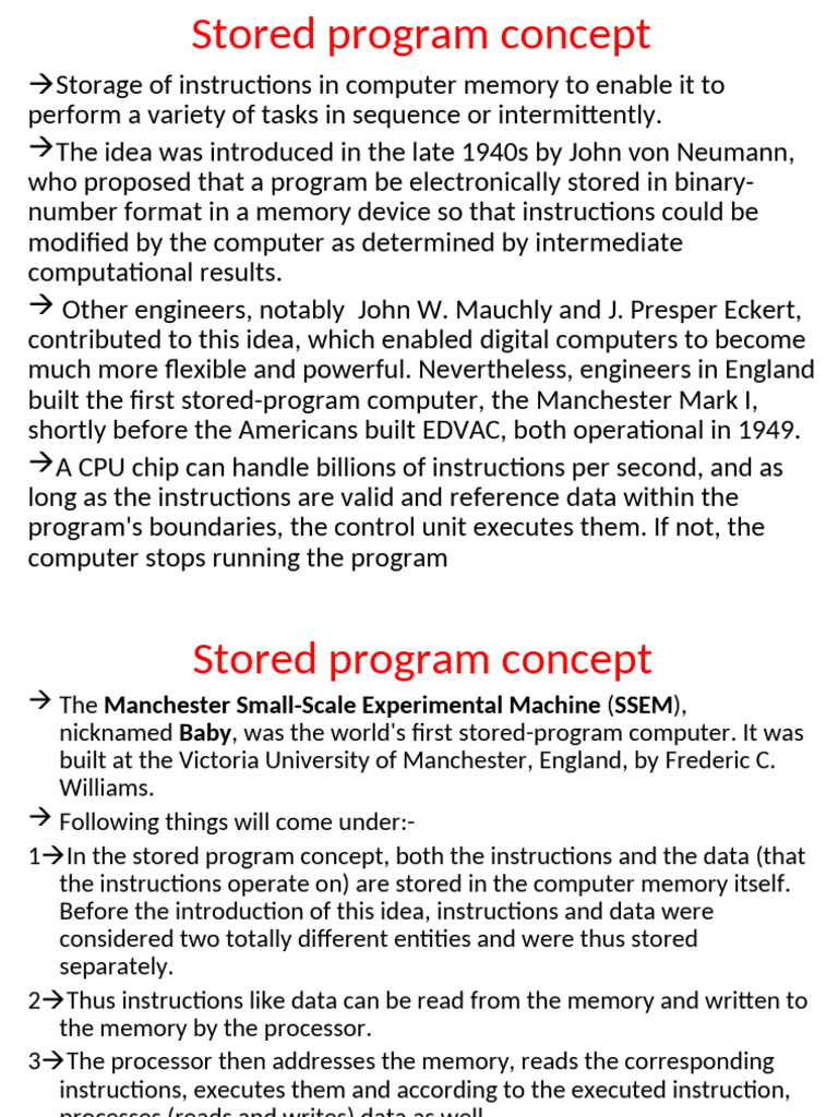 Stored Program Concept-1 | PDF | Central Processing Unit | Computer Data Storage