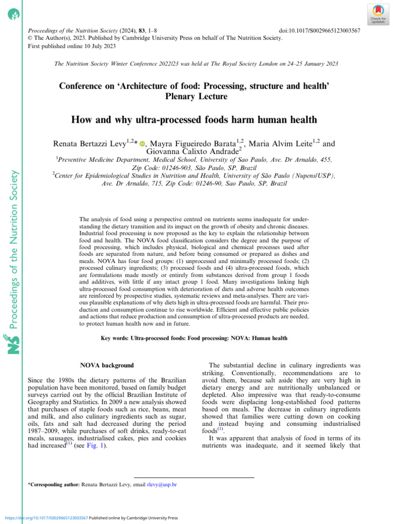 Ultra-Processed Foods and Health Risks | PDF | Foods | Vegetables