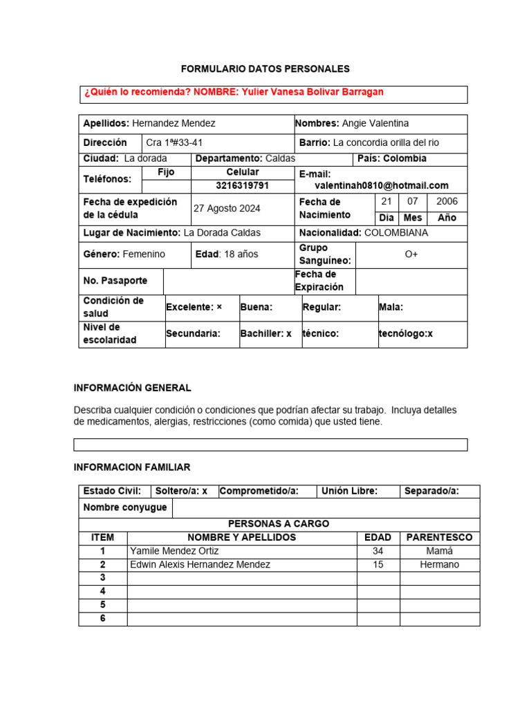 0formulario Datos Basicos-1 | PDF