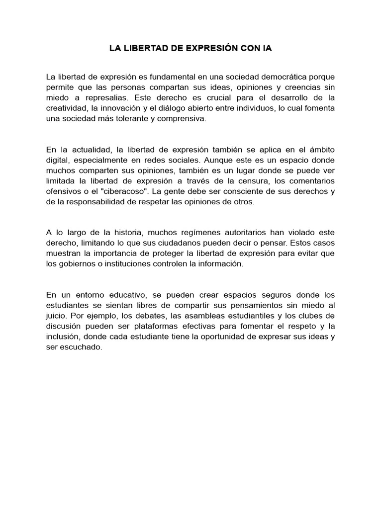 La Libertad de Expresión Con Ia | PDF | Libertad de expresión | Libertad