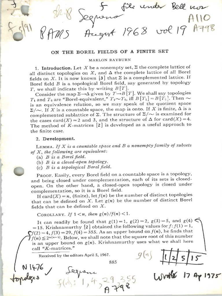 On The Borel Fields of A Finite Set | PDF