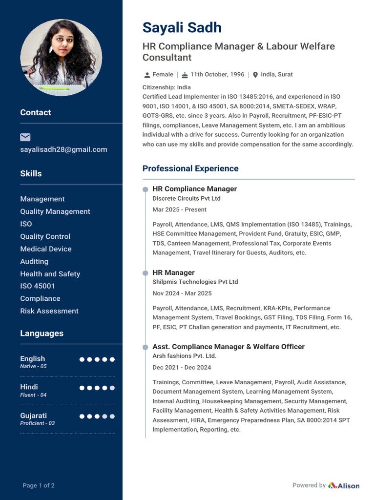 Sayali Resume Updated | PDF | Business