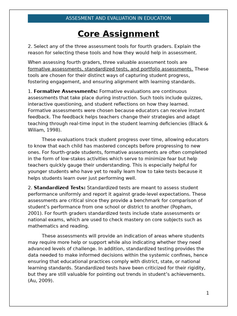 Assesment and Evalualtion | PDF | Educational Assessment | Standardized ...