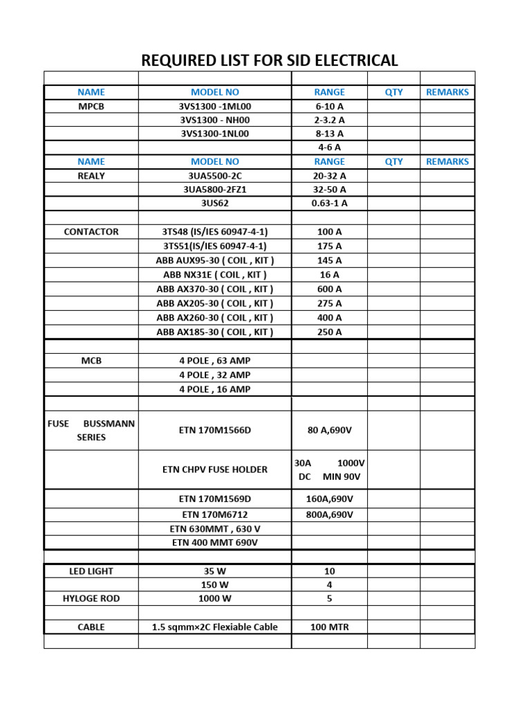 Electrical Requirements for SID | PDF | Electrical Engineering ...