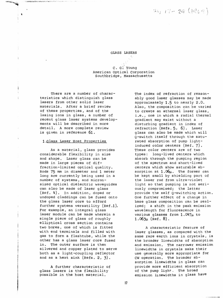 Glass Lasers 1969 | PDF | Laser | Physical Phenomena