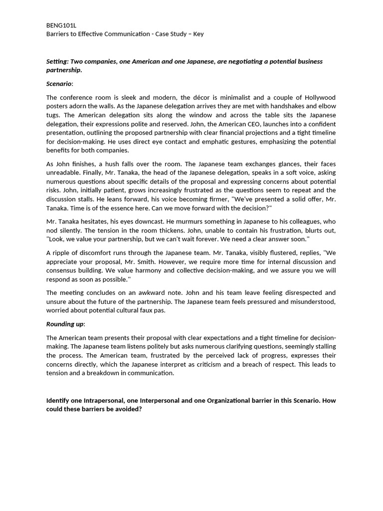 Case Study - Communication | PDF | Communication | Nonverbal Communication