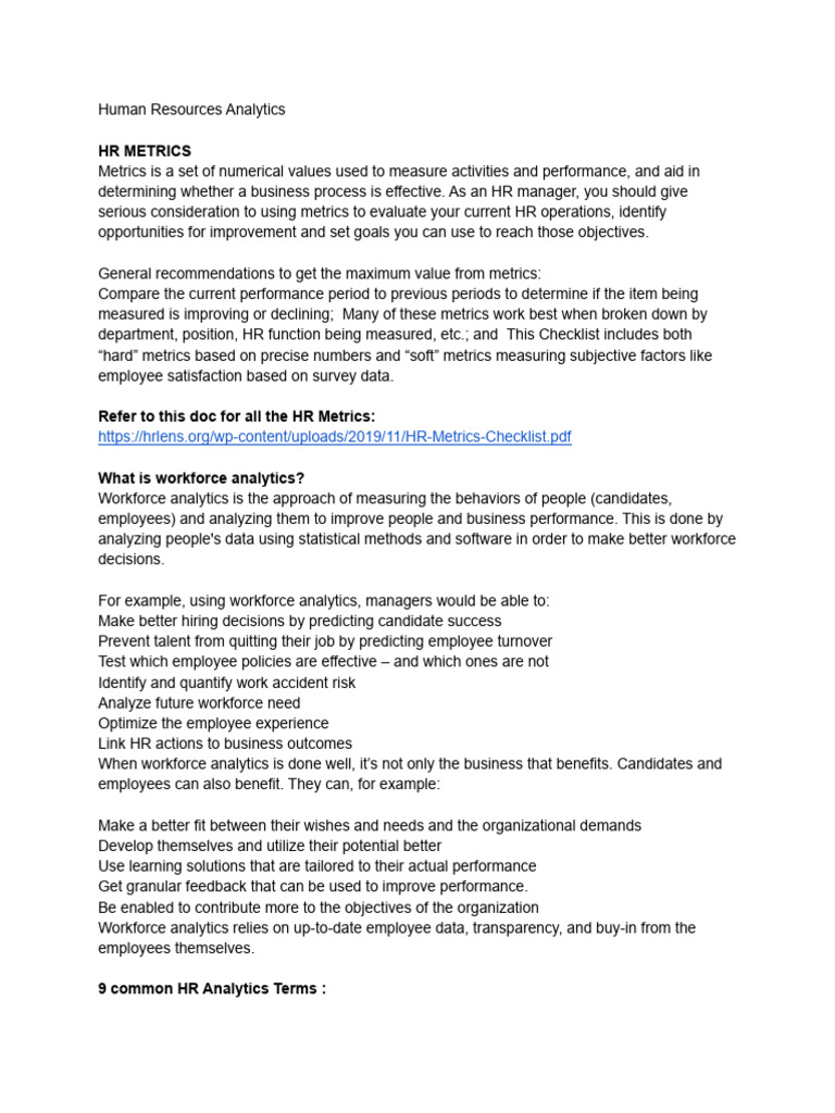 Human Resources Analytics-1 | PDF | Performance Indicator | Analytics
