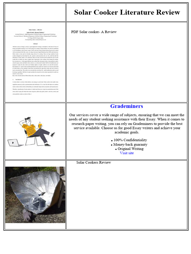 Solar Cooker Literature Review | PDF | Banks | Allergy