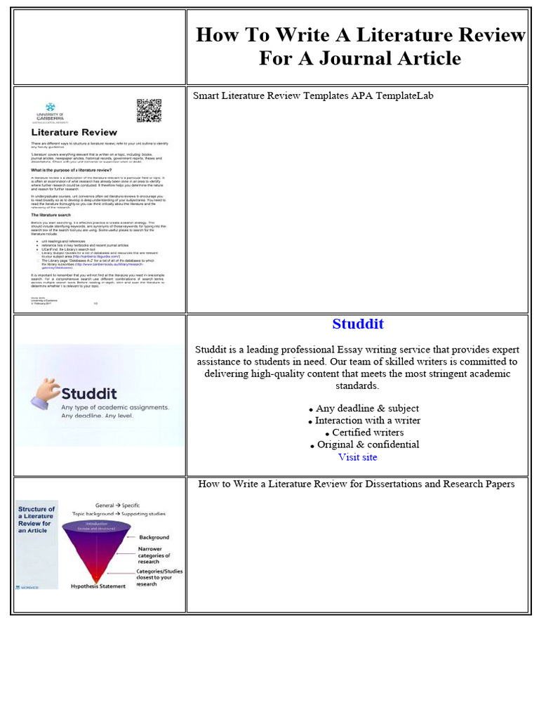 How To Write A Literature Review For A Journal Article | PDF ...