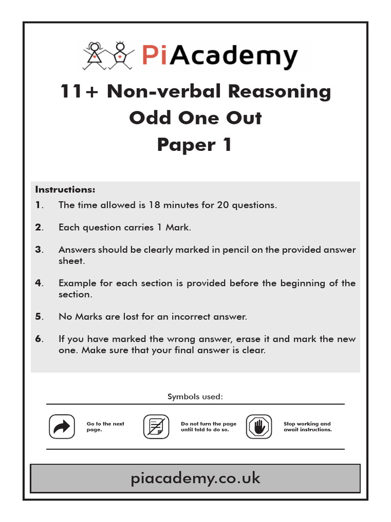 11+ Non-Verbal Reasoning: Odd One Out | PDF | Chess | Chess Theory