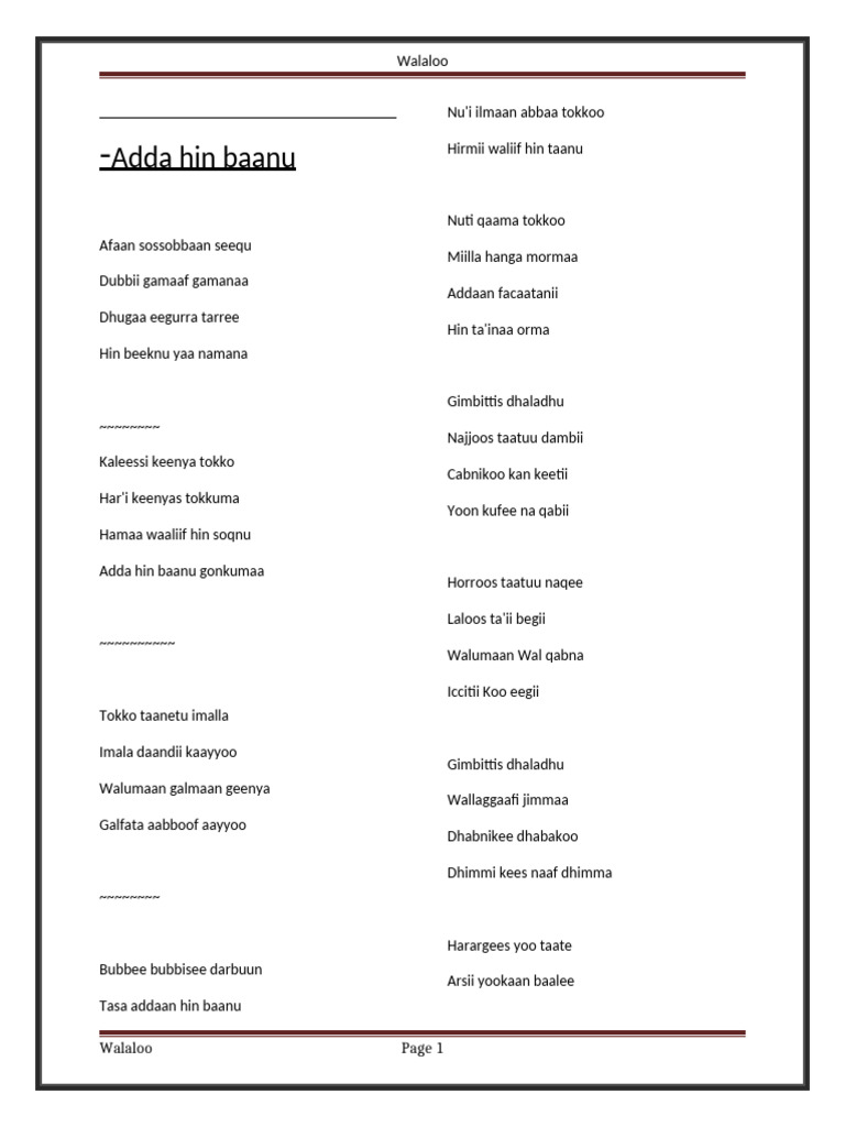 Walaloo | PDF