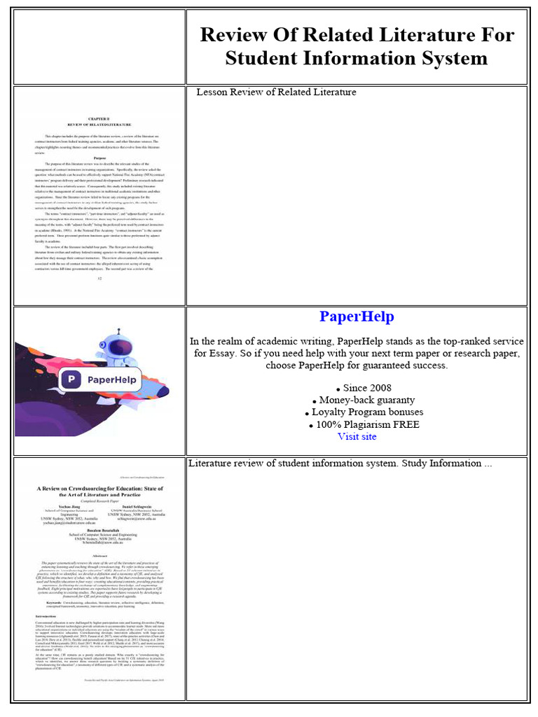 Review of Related Literature For Student Information System | PDF | Systematic Review | Essays