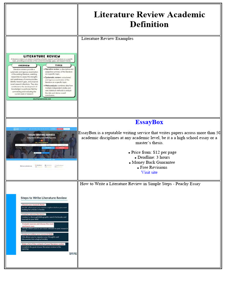 Literature Review Academic Definition | PDF | Essays | Sampling (Statistics)