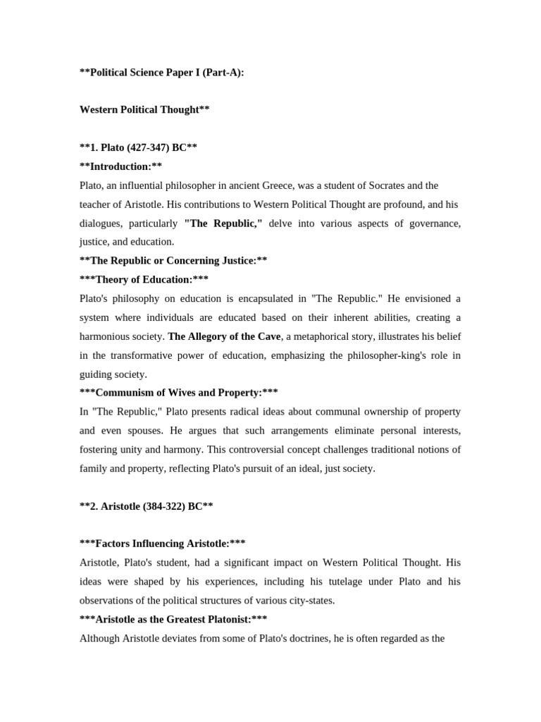 Political Science Paper I | PDF | Sovereignty | Plato
