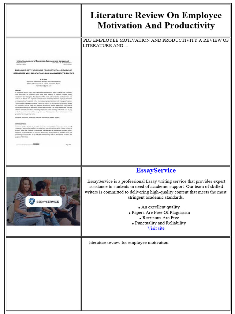 Literature Review On Employee Motivation and Productivity | PDF ...