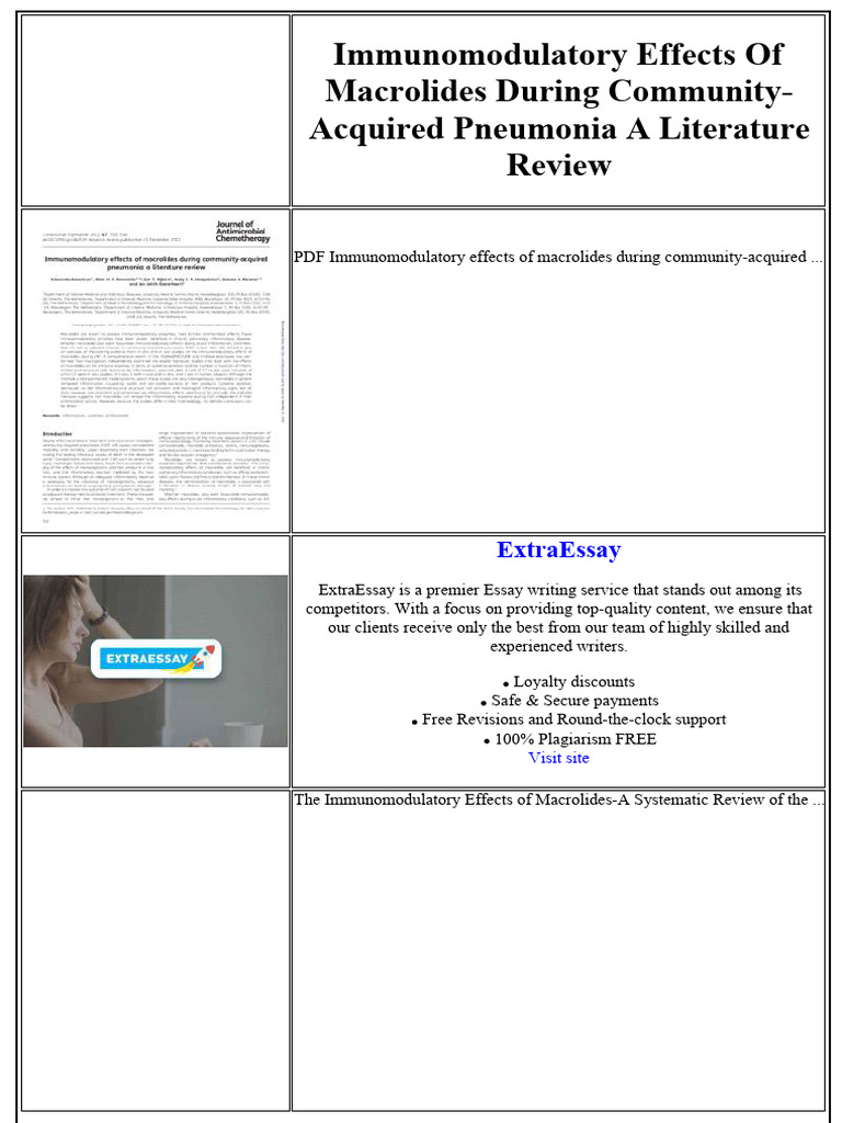 Immunomodulatory Effects of Macrolides During Community-Acquired ...