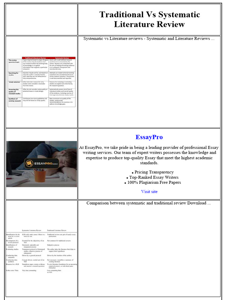 Traditional Vs Systematic Literature Review | PDF | Citation | Autism