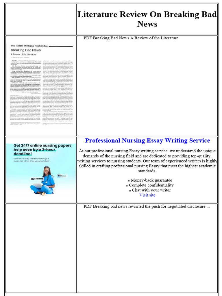 Literature Review On Breaking Bad News | PDF | Essays | Mergers And ...
