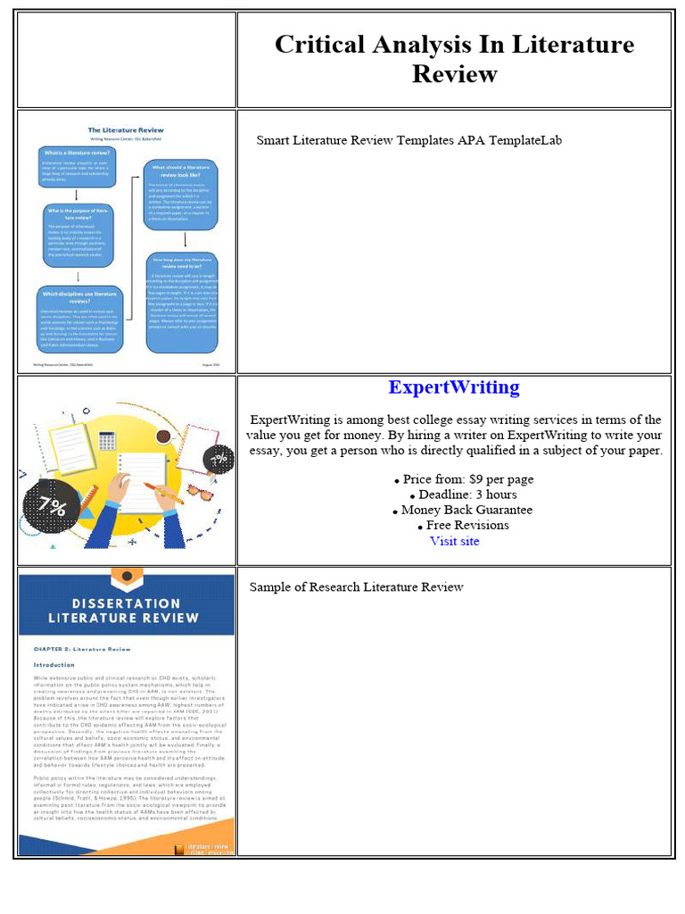 Critical Analysis in Literature Review | PDF | Essays | Thesis