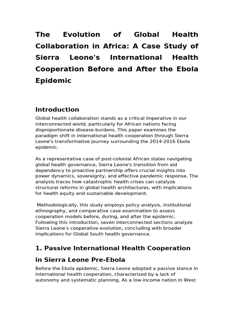 Sierra Leone's Health Cooperation Evolution | PDF | Global Health ...