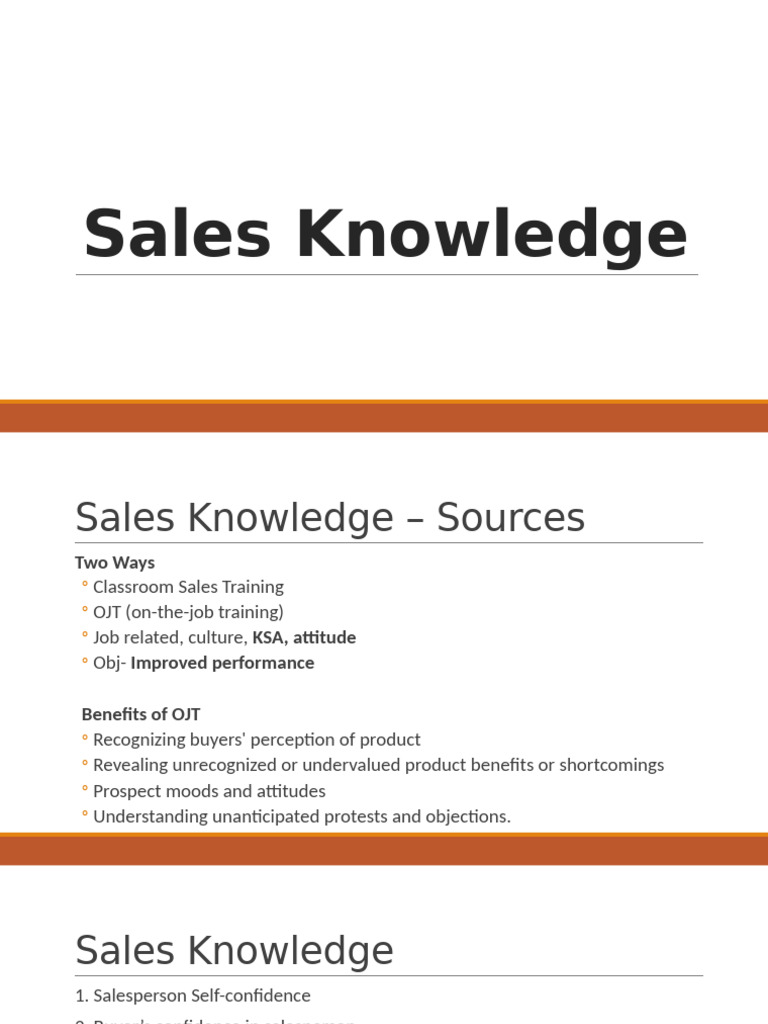Sales Knowledge | PDF | Sales | Advertising