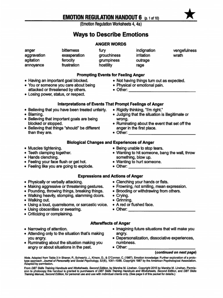 Emotion Regulation Skills Handouts 1753097517 | PDF