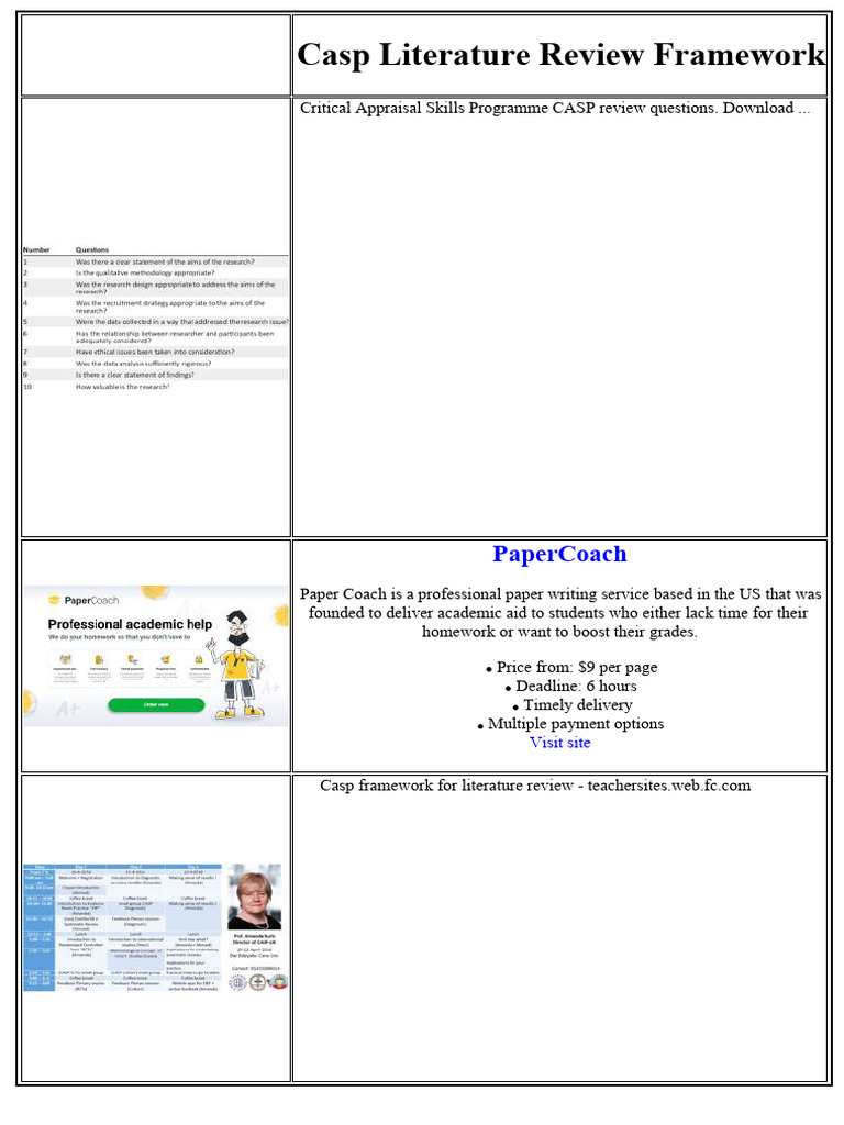 CASP Framework for Literature Reviews | PDF | Social Stigma | Mental ...