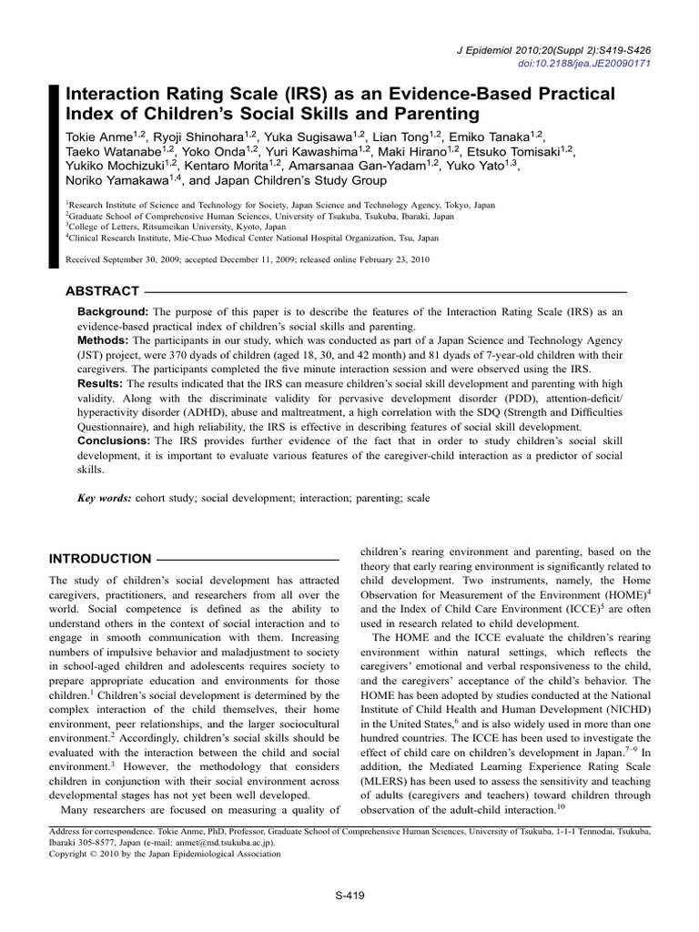 Interaction Rating Scale (IRS) As An Evidence-Based Practical Index of ...