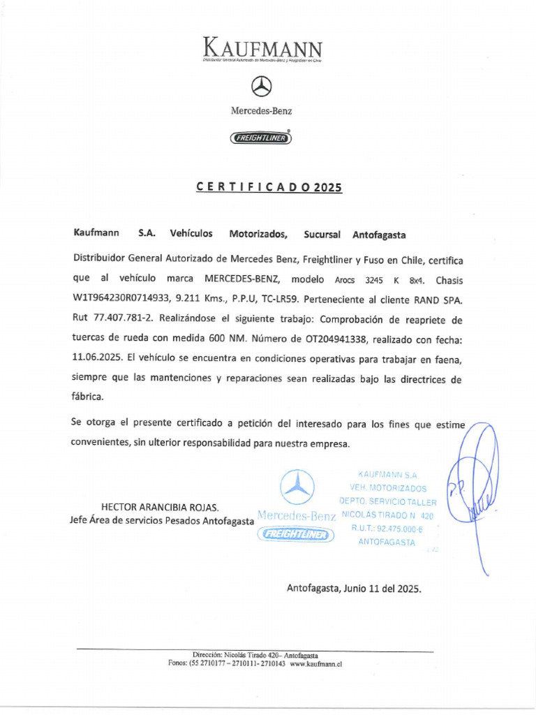 Cert Torque Mercedes | PDF