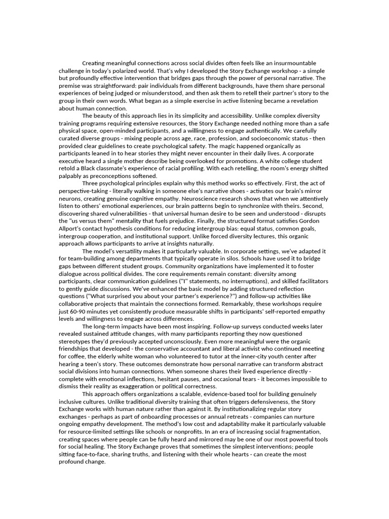 Creating Meaningful Connections Across Social Divi | PDF | Psychological Concepts | Social ...