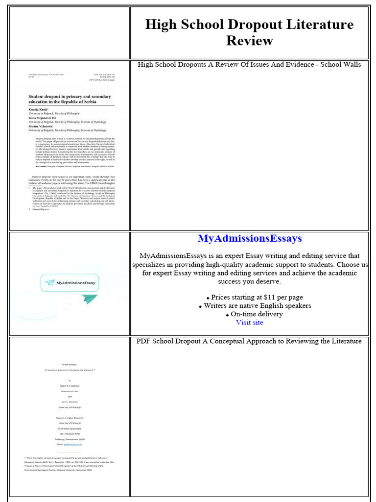 High School Dropout Literature Review | PDF | Fuel Cell | Essays